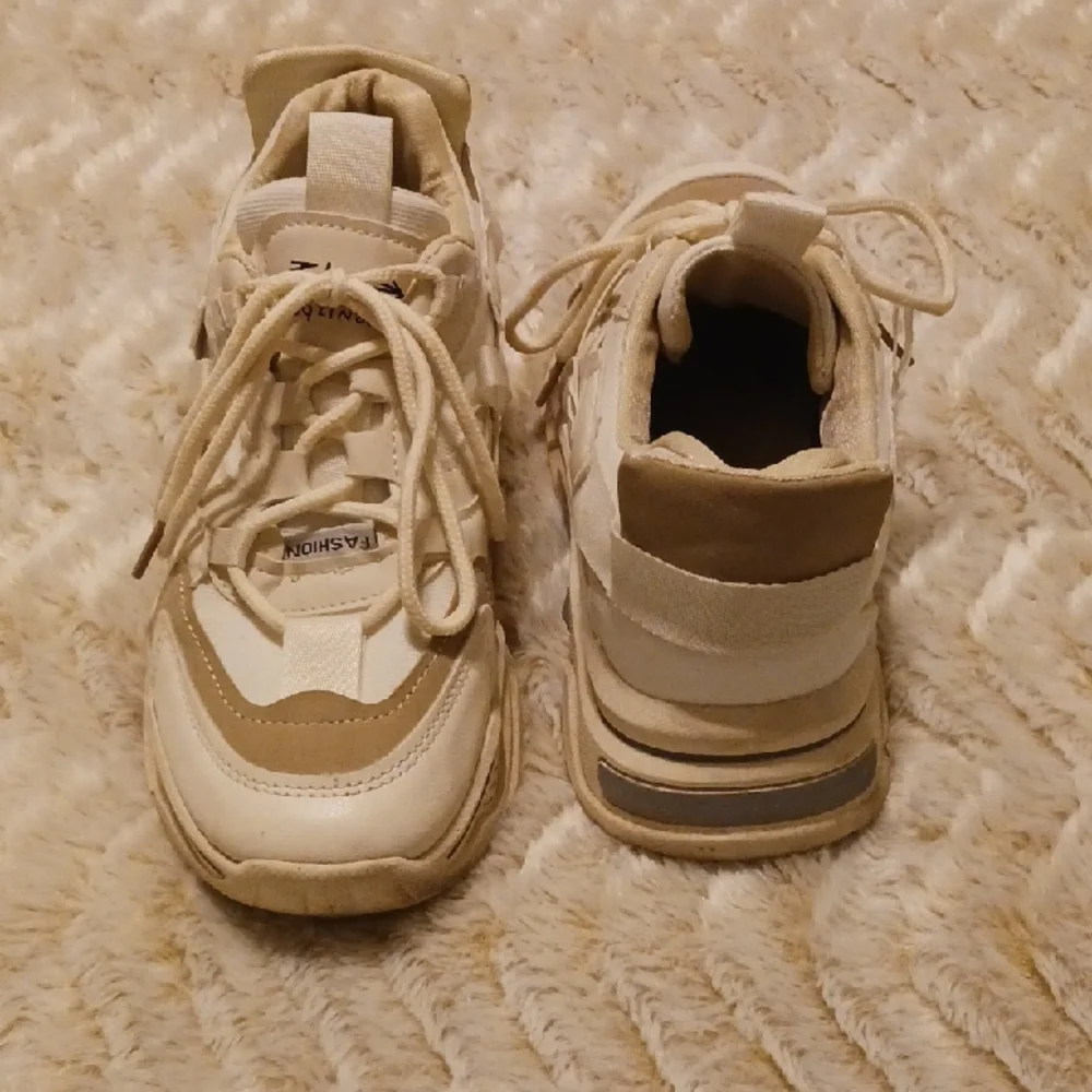 Shoes | Beige And Cream Chunky Sneakers | Poshmark